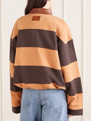 Acne Studios Striped Cotton-jersey Sweatshirt With Leather Collar