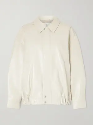 AGOLDE Aston Recycled Leather-blend Bomber Jacket - Neutrals