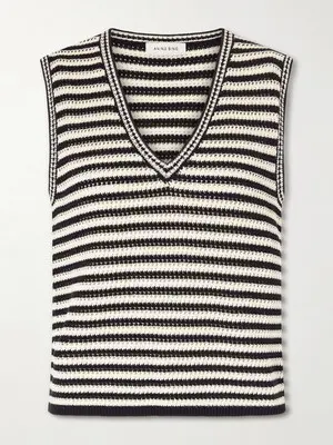 ANINE BING Lowen Striped Cotton-blend Sweater Vest - Multi