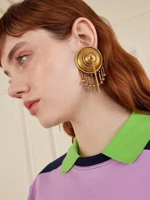 Versace Tone Sphere Drop Earrings