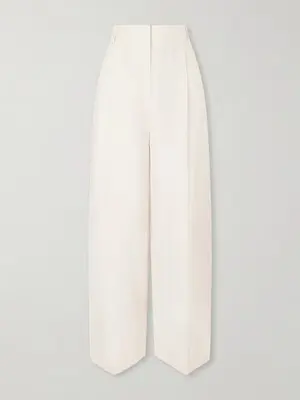 Loro Piana Lodger Linen And Wool-blend Wide-leg Trousers - Neutrals