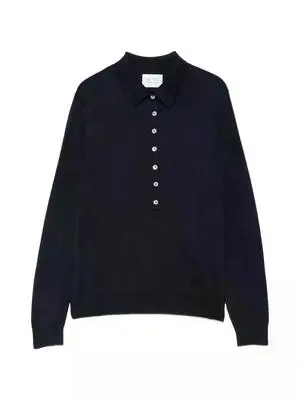 BEYOU Knitted Buttoned Polo Shirt - Blue