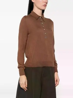 BEYOU Buttoned Long Sleeve Polo Shirt