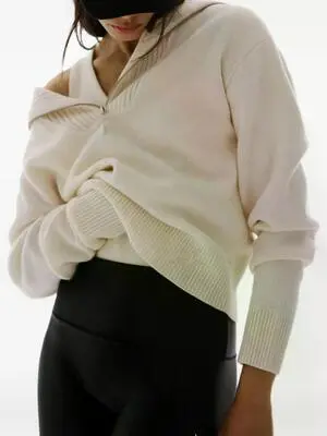 Perfect Moment Half Zip Ribbed Top - Neutrals