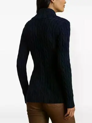 Ralph Lauren Cable Knit Belted Cardigan - Blue