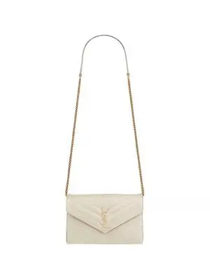 Saint Laurent Cassandre Envelope Chain Bag Neutrals