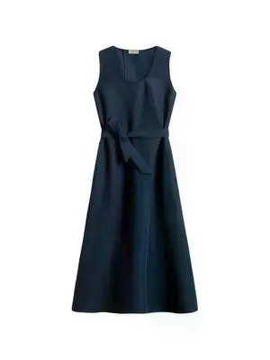 Woolrich Belted Midi Dress With Round Neck