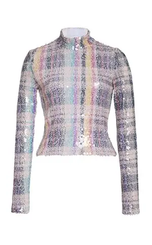 Brandon Maxwell The Maven Embellished Top - Plaid