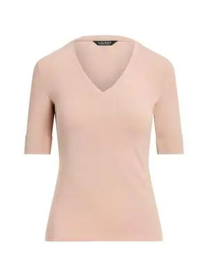 Ralph Lauren V-neck Cuffed Sleeve T-shirt - Neutrals