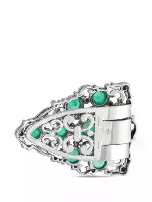 LB EXCLUSIVE 18k White Gold Emerald And Diamond Brooch