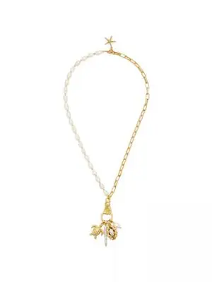 OCEANUS Tone Starfish And Turtle Pendant Necklace - Gold