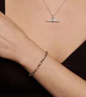 ASTRID & MIYU Rhodium-plated Pavé Chain Link Bracelet