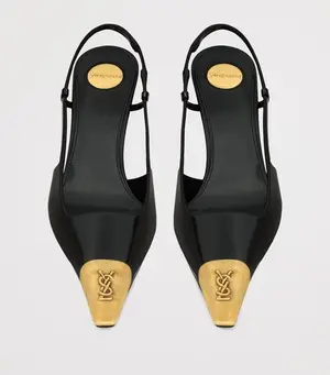 Saint Laurent Jeanne Slingback Pumps 75 - Black