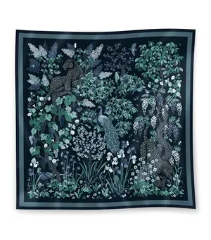 Cartier Silk Blooming Panthère Square Scarf - Navy