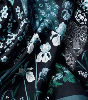 Cartier Silk Blooming Panthère Square Scarf - Navy