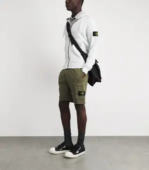 Stone Island Organic Cotton Sweat Shorts With Zip Pocket