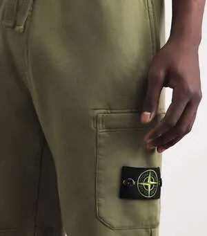 Stone Island Organic Cotton Sweat Shorts With Zip Pocket