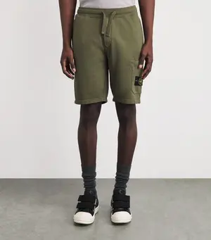 Stone Island Organic Cotton Sweat Shorts With Zip Pocket
