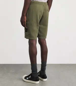 Stone Island Organic Cotton Sweat Shorts With Zip Pocket