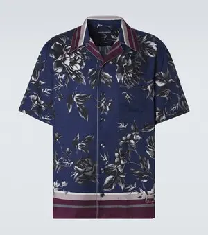 Dolce & Gabbana Printed Silk Bowling Shirt - Blue