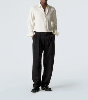 Dolce & Gabbana Virgin Wool Gabardine Wide-leg Trousers