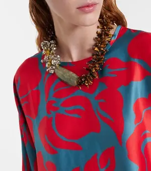 Dries Van Noten Floral Satin Midi Dress