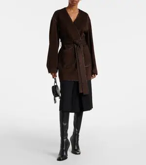 Nour Hammour Suede Wrap Coat
