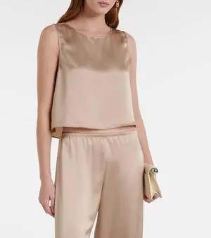 LESET Barb Satin Top - Beige