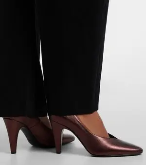 Alaïa Metallic Leather Pointed Toe Pumps - Brown