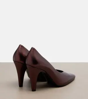 Alaïa Metallic Leather Pointed Toe Pumps - Brown