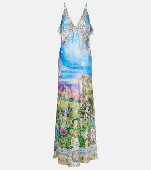 Camilla Printed Silk Slip Dress - Multicoloured