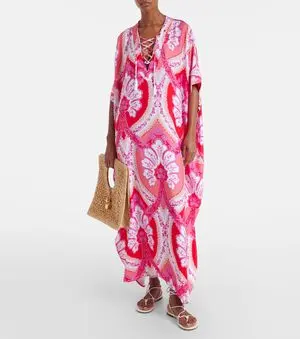 Melissa Odabash Carlotta Printed Satin Kaftan - Multicoloured