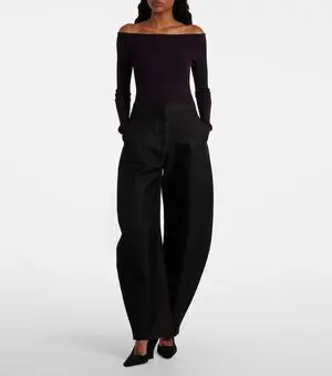 Alaïa Ribbed-knit Off-shoulder Bodysuit