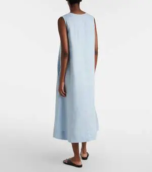 Asceno Nisha Linen Midi Dress - Blue