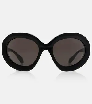 Alaïa Logo Oversized Oval Sunglasses - Black