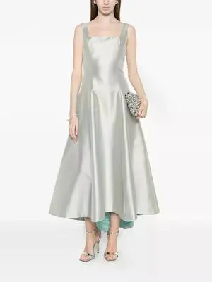 FELY CAMPO Square Neck Midi Dress With Bow Detail - Green