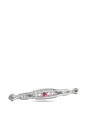 LB EXCLUSIVE Platinum Diamond And Ruby Brooch