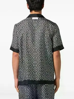 Philipp Plein Silk Bowling Shirt Monogram 70's