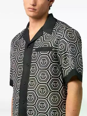 Philipp Plein Silk Bowling Shirt Monogram 70's