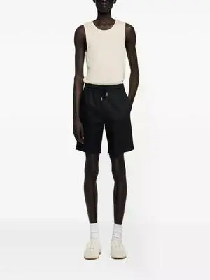 Sandro Cotton Blend Shorts With Elasticated Drawstring Waist - Black