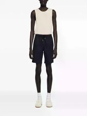 Sandro Cotton Blend Shorts With Elasticated Drawstring Waist - Black