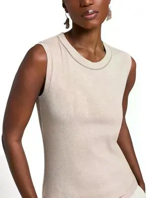 Peserico Ribbed Trim Sleeveless Top - Neutrals
