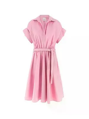 NUDE Short-sleeve Midi Shirt Dress - Pink