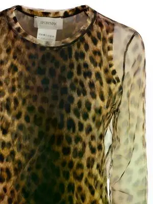 Sportmax Zebu Animal-print Tulle Top - Neutrals