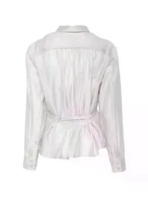 LOW CLASSIC Sheer Shirred Blouse - Grey
