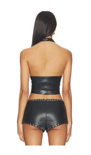 LAMARQUE Stella Faux Leather Keyhole Halter Top