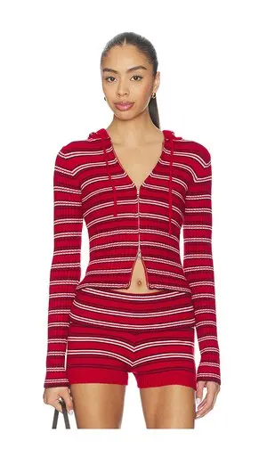 Frankies Bikinis Heritage Cloud Knit Hoodie - Red