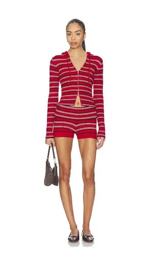 Frankies Bikinis Heritage Cloud Knit Hoodie - Red