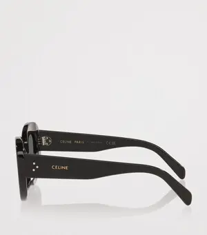 Celine Oversized Cat Eye Sunglasses With Three Dot Embellishment - Black