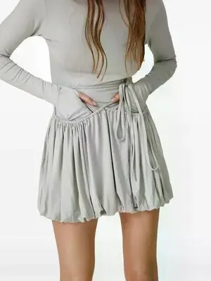 PNK Drawstring Gathered Mini Dress - Grey